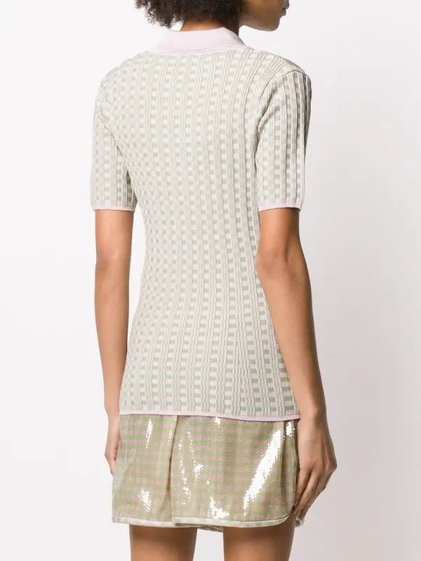 Fendi Check Knit Polo Top