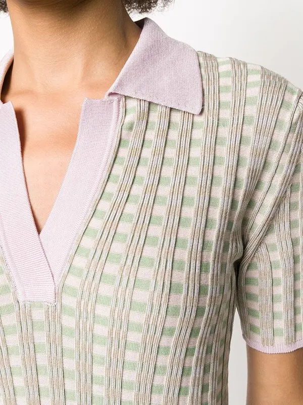 Fendi Check Knit Polo Top