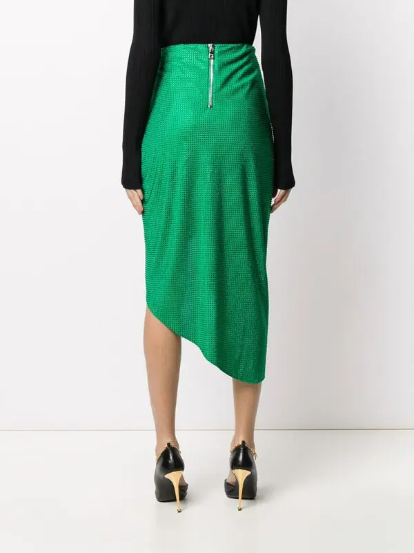 Balmain Polka-dot Ruched Midi Skirt