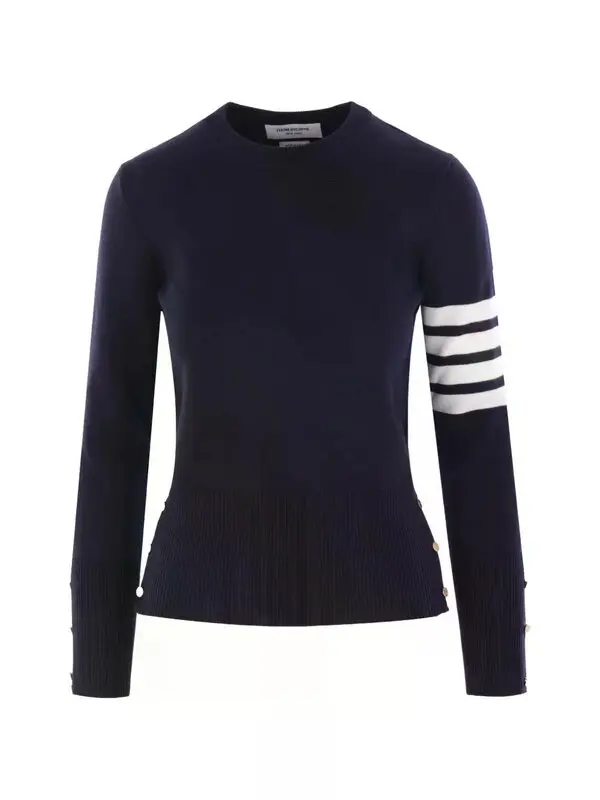Thom Browne Milano Stitch Cotton Crepe 4-bar Pullover - Blue