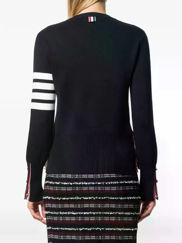 Thom Browne Milano Stitch Cotton Crepe 4-bar Pullover - Blue