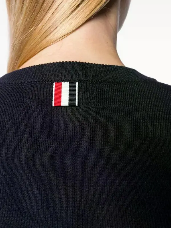 Thom Browne Milano Stitch Cotton Crepe 4-bar Pullover - Blue
