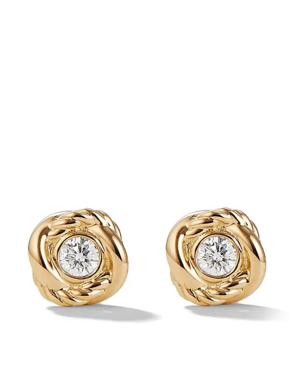David Yurman 18kt Yellow Crossover Diamond Stud Earrings - Gold