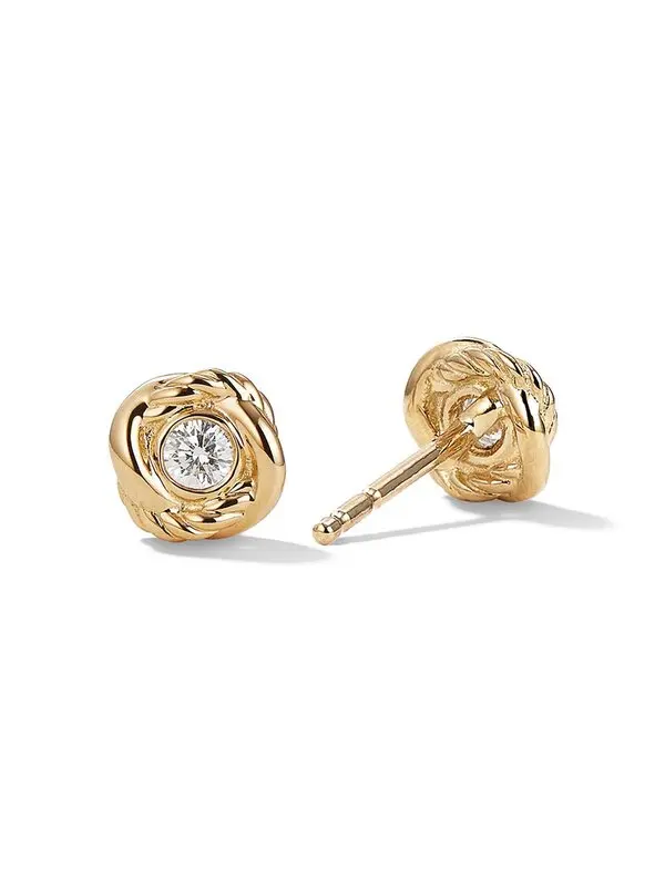 David Yurman 18kt Yellow Crossover Diamond Stud Earrings