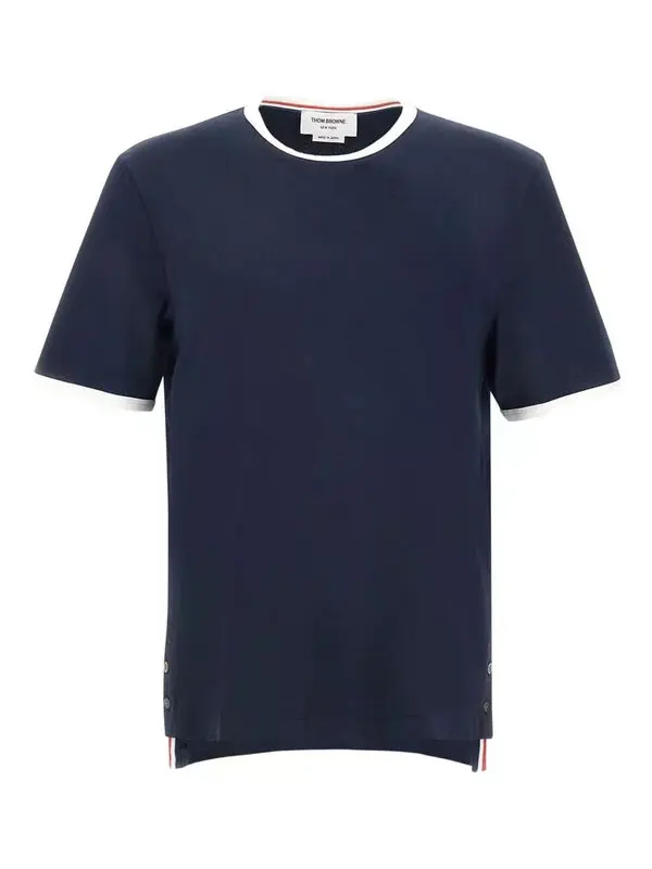 Thom Browne Contrasting-trim T-shirt - Blue