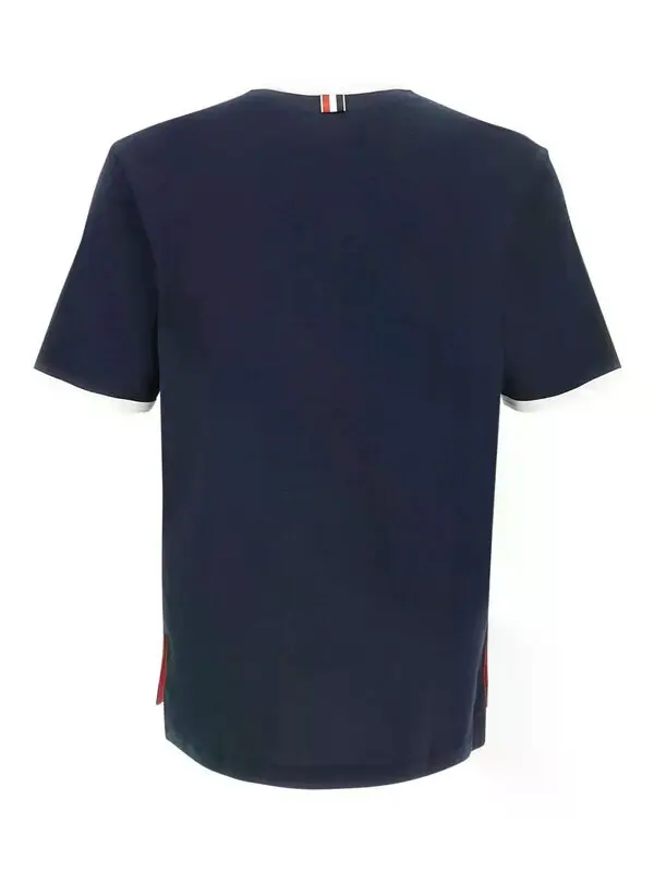 Thom Browne Contrasting-trim T-shirt - Blue