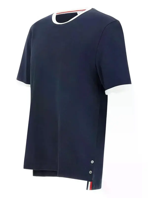 Thom Browne Contrasting-trim T-shirt - Blue