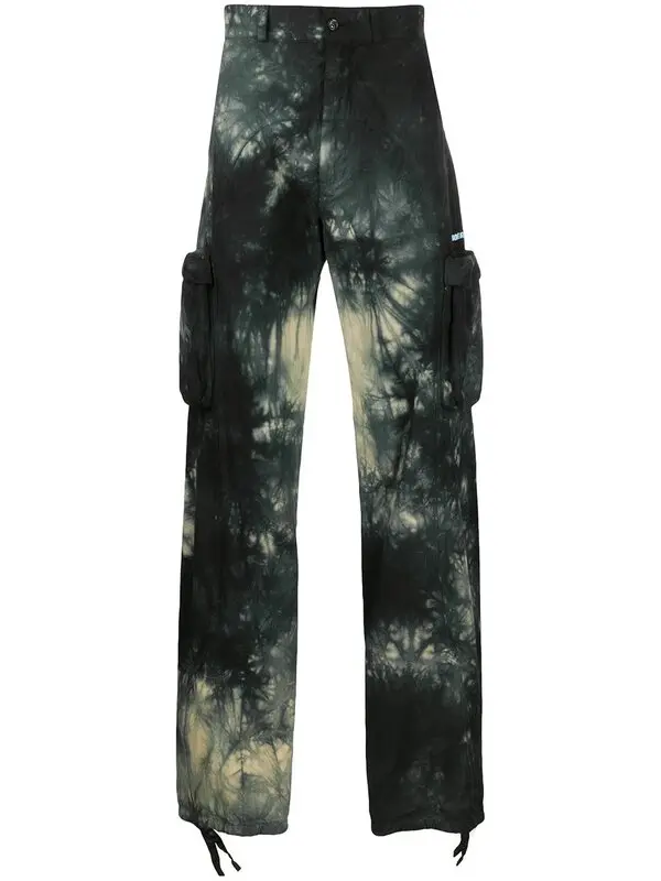 Off-White Tie-Dye Cargo Trousers In Black - 76% Off