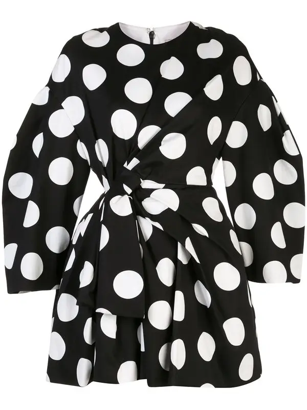 Carolina Herrera Polka Dot Bow Dress - Black