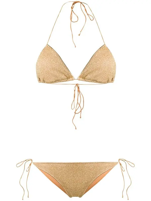 Oseree Lumière Metallic Triangle Bikini - Gold