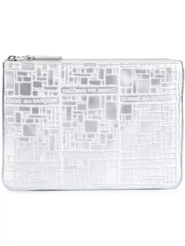 Comme Des Garçons Embossed Logo Purse - Silver