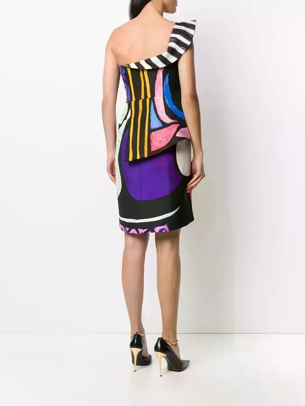 Moschino Abstract-print Ruffled Dress