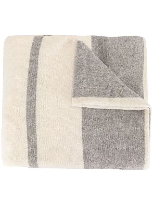 JAMES PERSE Cashmere Oversized Striped Scarf - Grey