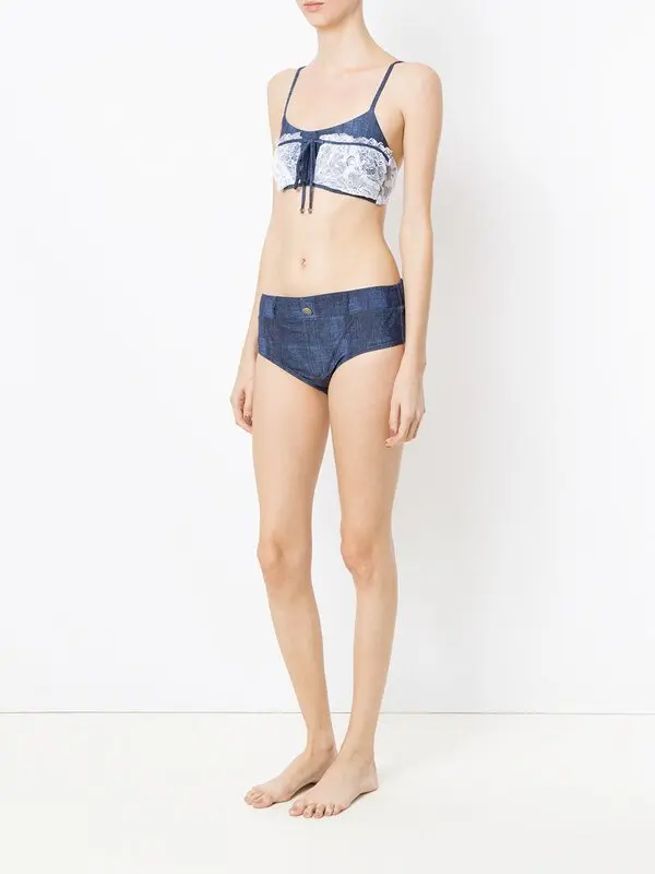 AMIR SLAMA Lace Applique Denim Bikini Set