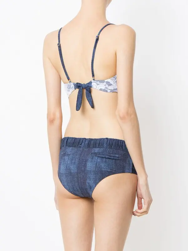 AMIR SLAMA Lace Applique Denim Bikini Set