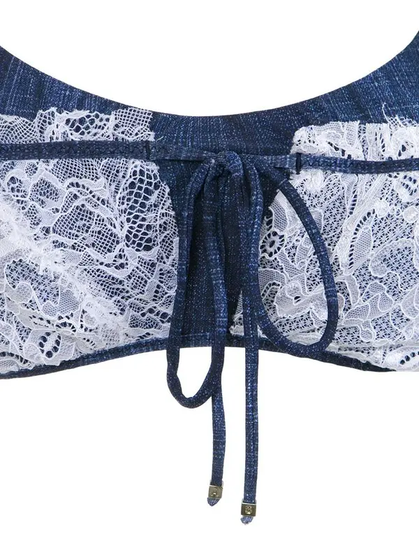 AMIR SLAMA Lace Applique Denim Bikini Set