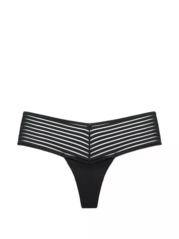 MAISON CLOSE Striped Thong - Black