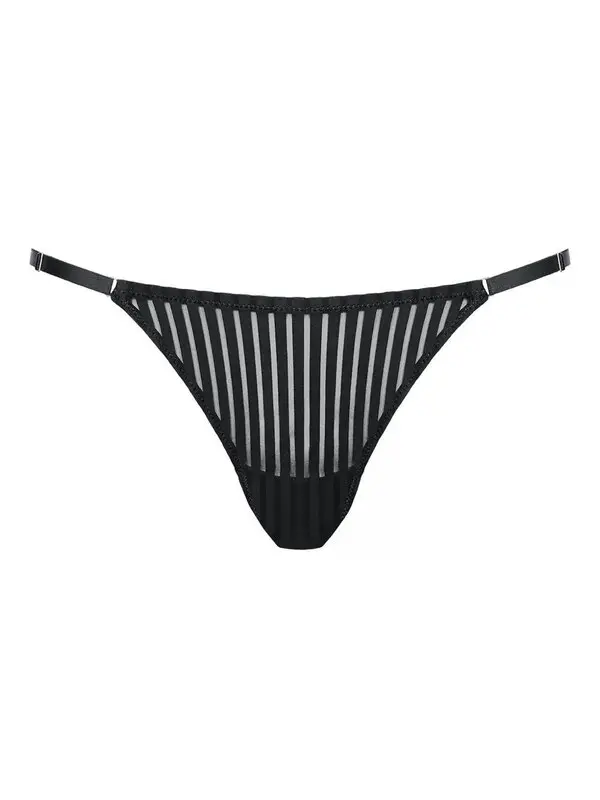 MAISON CLOSE Striped Thong - Black