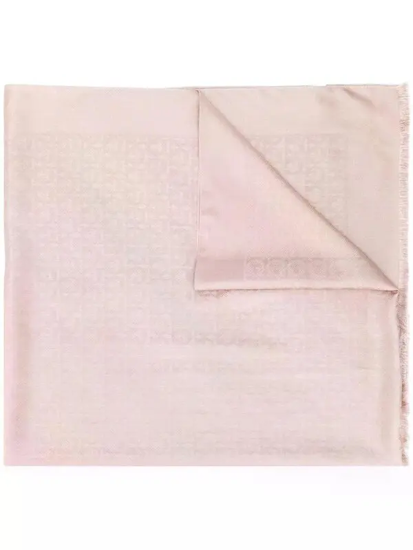 FERRAGAMO Gancini Fringed Scarf - Neutrals