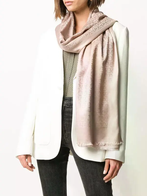 FERRAGAMO Gancini Fringed Scarf - Neutrals