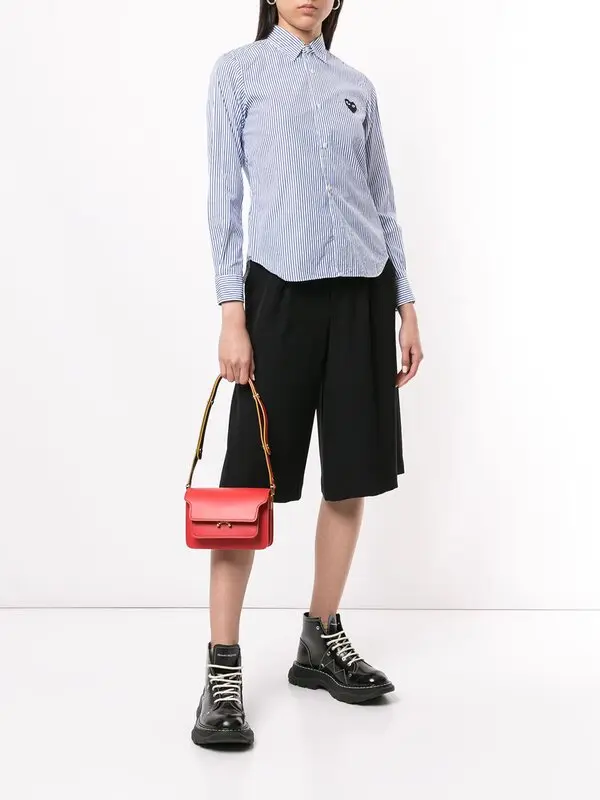 Play Comme Des Garcon Striped Branded Shirt - Blue