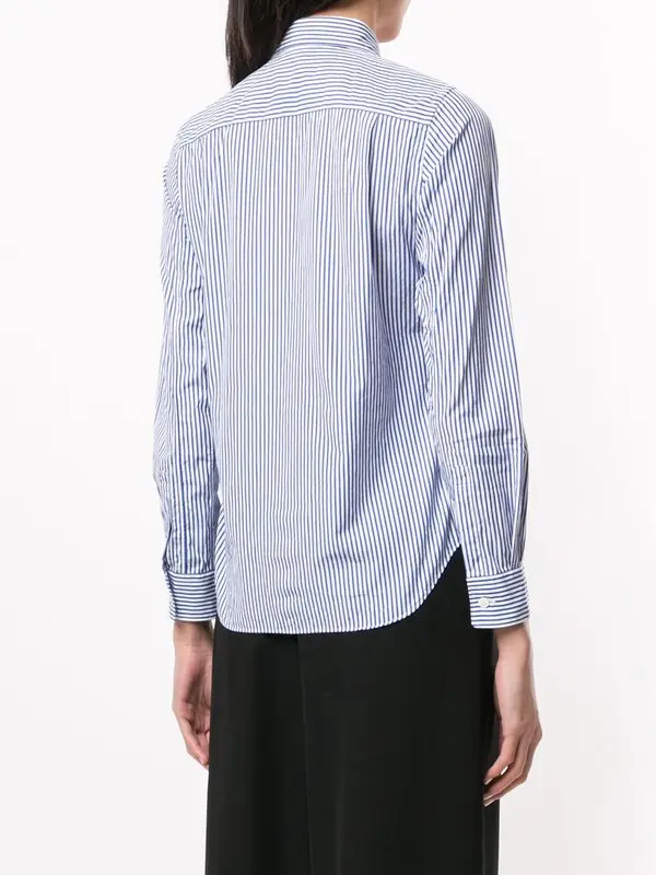 Play Comme Des Garcon Striped Branded Shirt - Blue