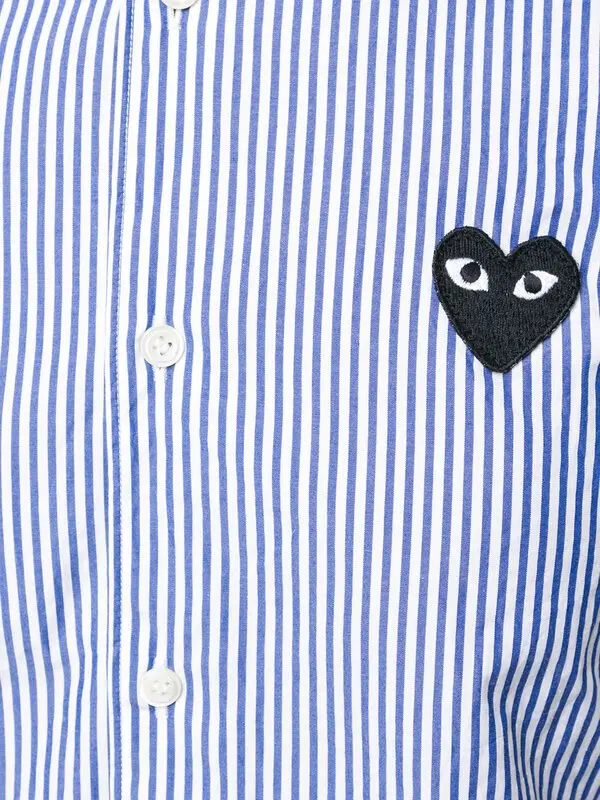 Play Comme Des Garcon Striped Branded Shirt - Blue
