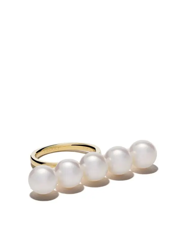TASAKI 18kt Akoya Pearl Balance Signature Ring - Gold