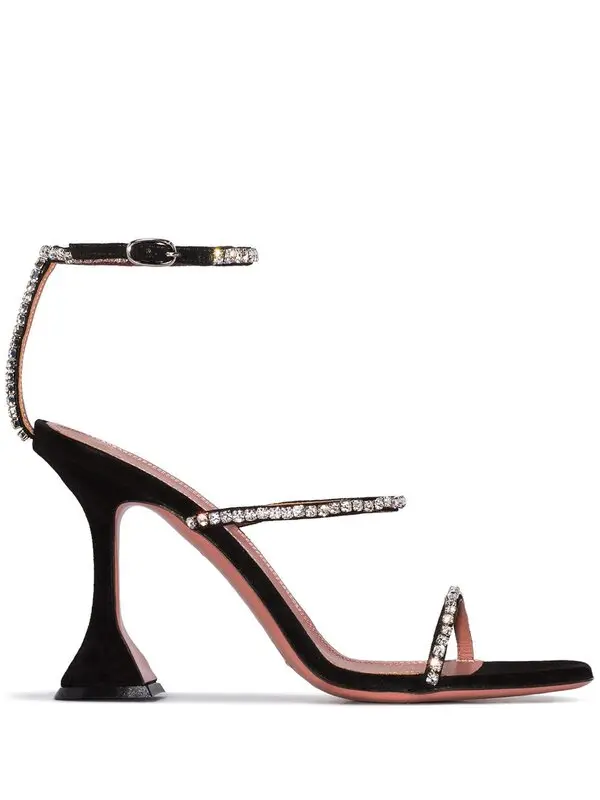 Amina Muaddi Gilda Crystal Detail Sandals - Black