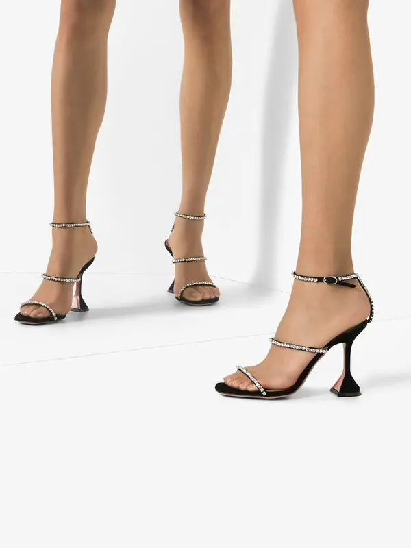 Amina Muaddi Gilda Crystal Detail Sandals - Black