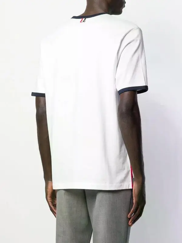 Thom Browne Contrasting-trim T-shirt - White