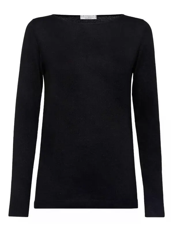 Brunello Cucinelli Cashmere-blend Boat-neck Jumper - Black