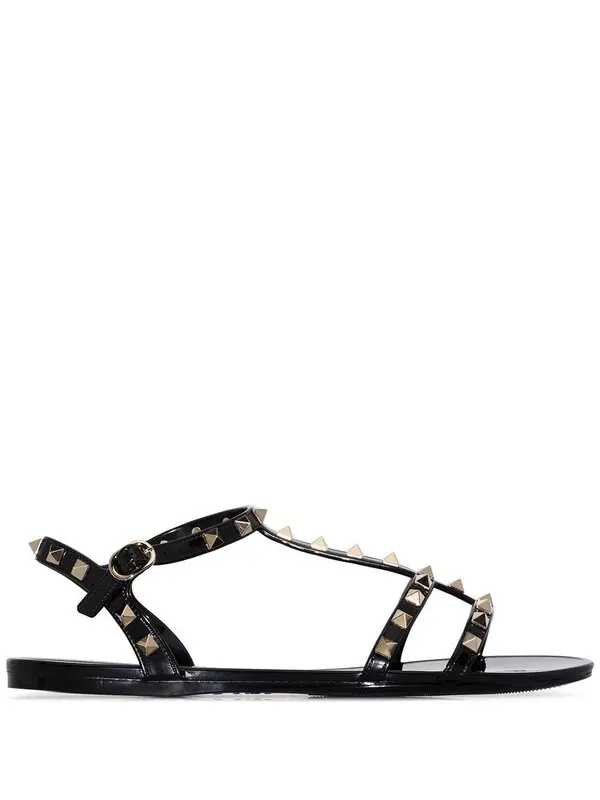 Valentino Garavani Rockstud Flat Sandals - Black