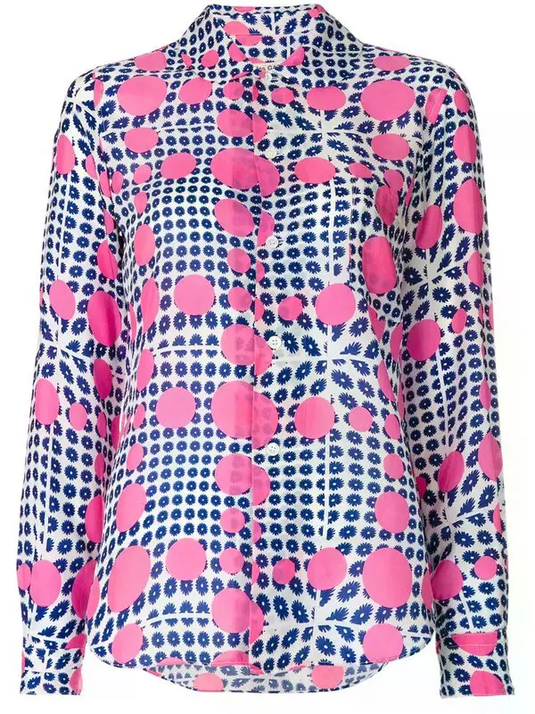 Comme Des Garçons Flowers And Dots Print Shirt - Pink