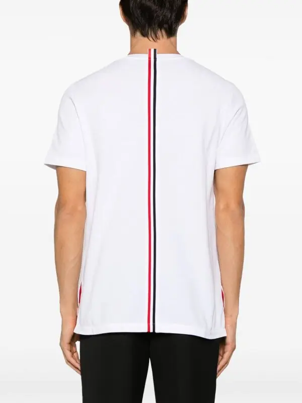 Thom Browne Rwb-stripe Piqué T-shirt - White