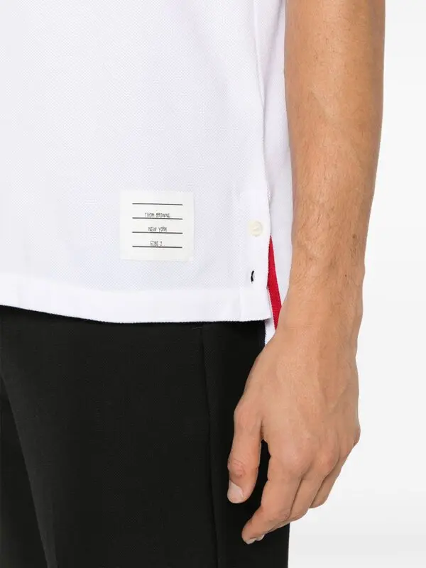 Thom Browne Rwb-stripe Piqué T-shirt - White