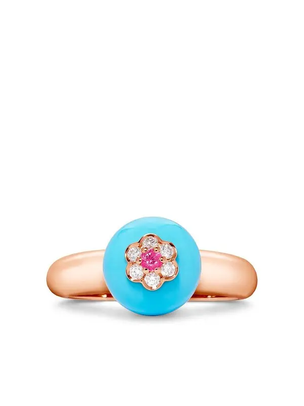 DAVID MORRIS 18kt Diamond, Turquoise And Sapphire Berry Ring - Pink