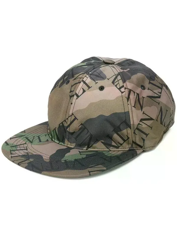 Valentino Garavani Vltn Grid Print Cap - Green