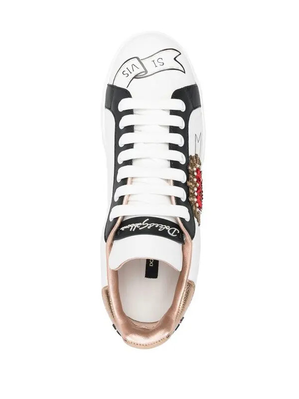 Dolce & Gabbana Portofino Embroidered Sneakers - White