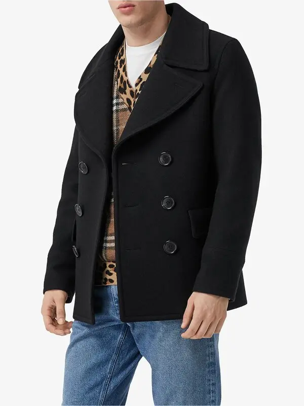 Burberry Wool Blend Pea Coat In Black 50% Off Editorialist