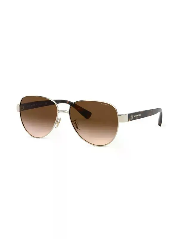 COACH Tortoiseshell Pilot Sunglasses - Gold