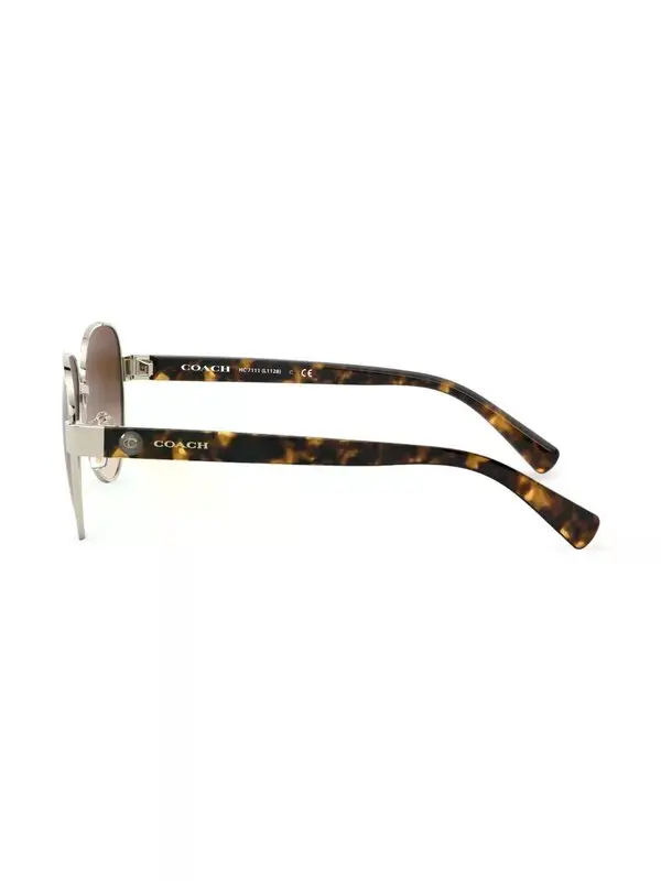 COACH Tortoiseshell Pilot Sunglasses - Gold