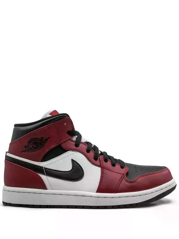 JORDAN Air 1 Mid Chicago Black Toe Sneakers - Red