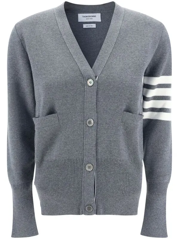Thom Browne Milano Stitch Merino Wool Cardigan - Grey