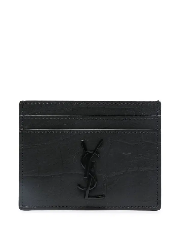 Saint Laurent Monogram Logo Plaque Cardholder - Black