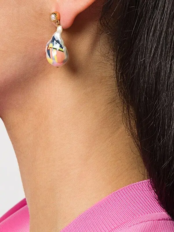 Bottega Veneta Abstract-print Drop Earring