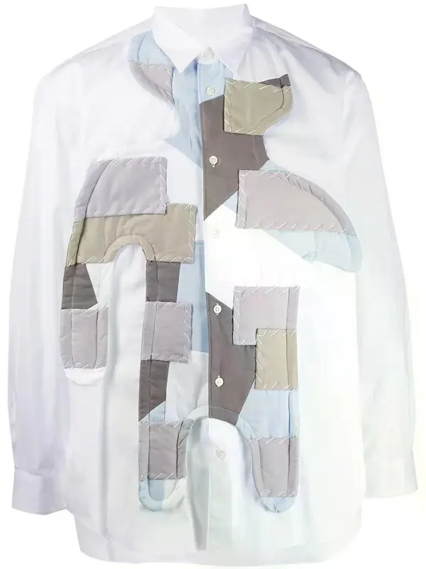 Comme Des Garçons Long-sleeved Patchwork Shirt - White