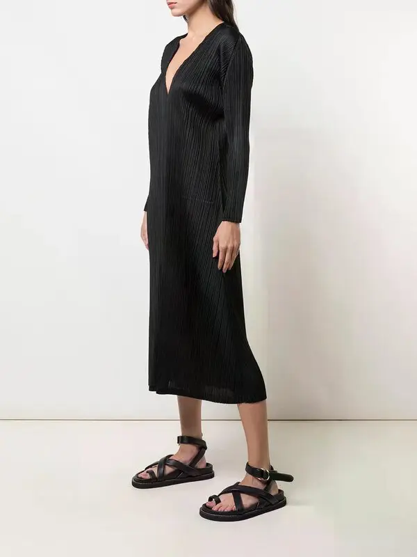 Issey Miyake Long-sleeve Pleated Midi Dress