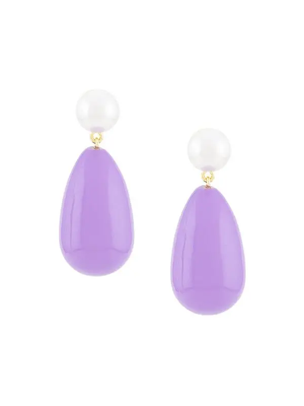ESHVI Pearl Drop Earrings - Purple