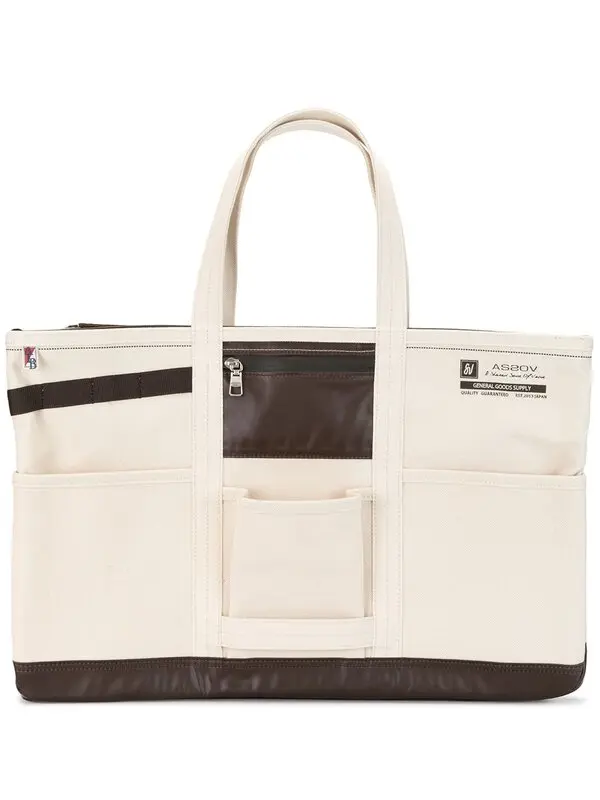 AS2OV Alberton Canvas Tote Bag - White